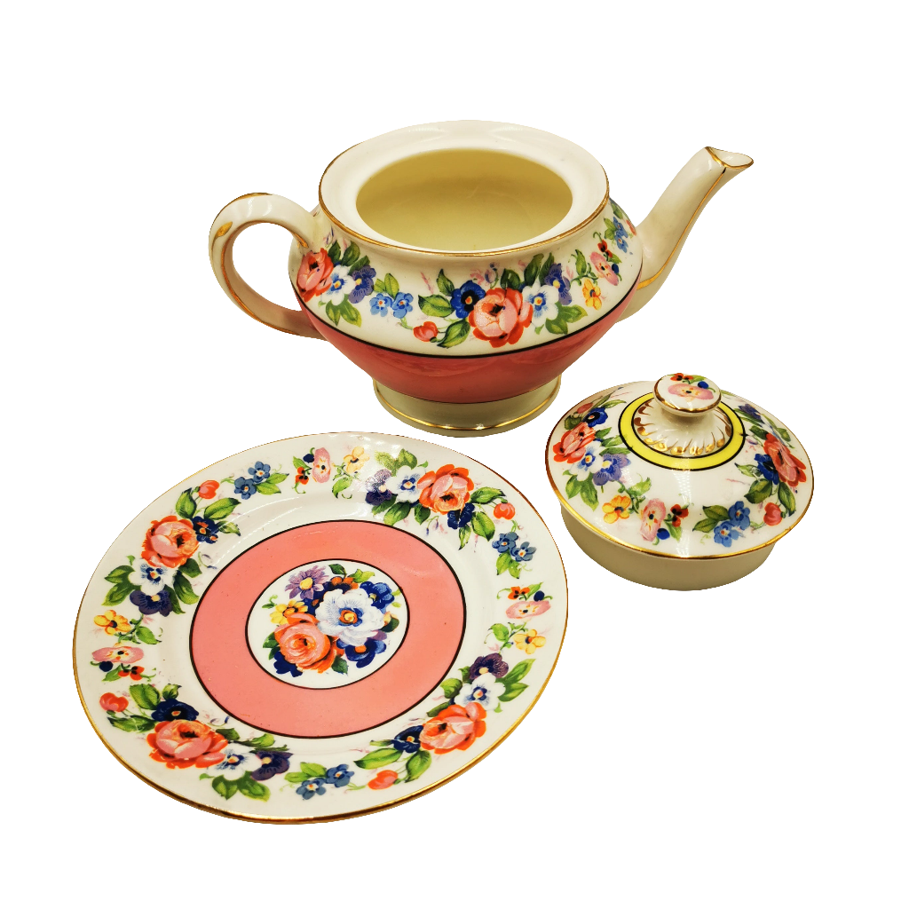 B P Ltd Scotch Ivory Floral Teapot With Matching Saucer – Vintage ...