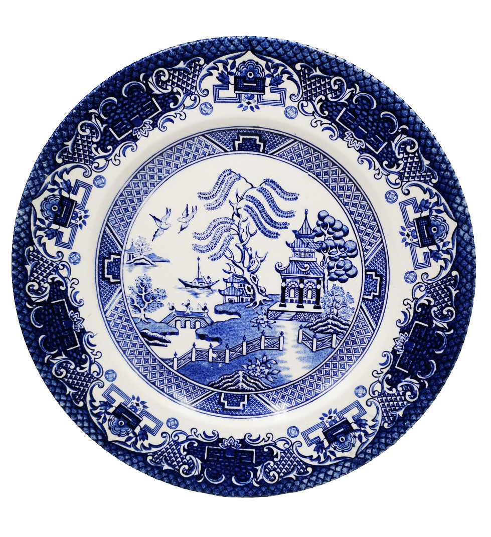 English Ironstone Pottery Old Willow China Dinner Plate – Vintage ...