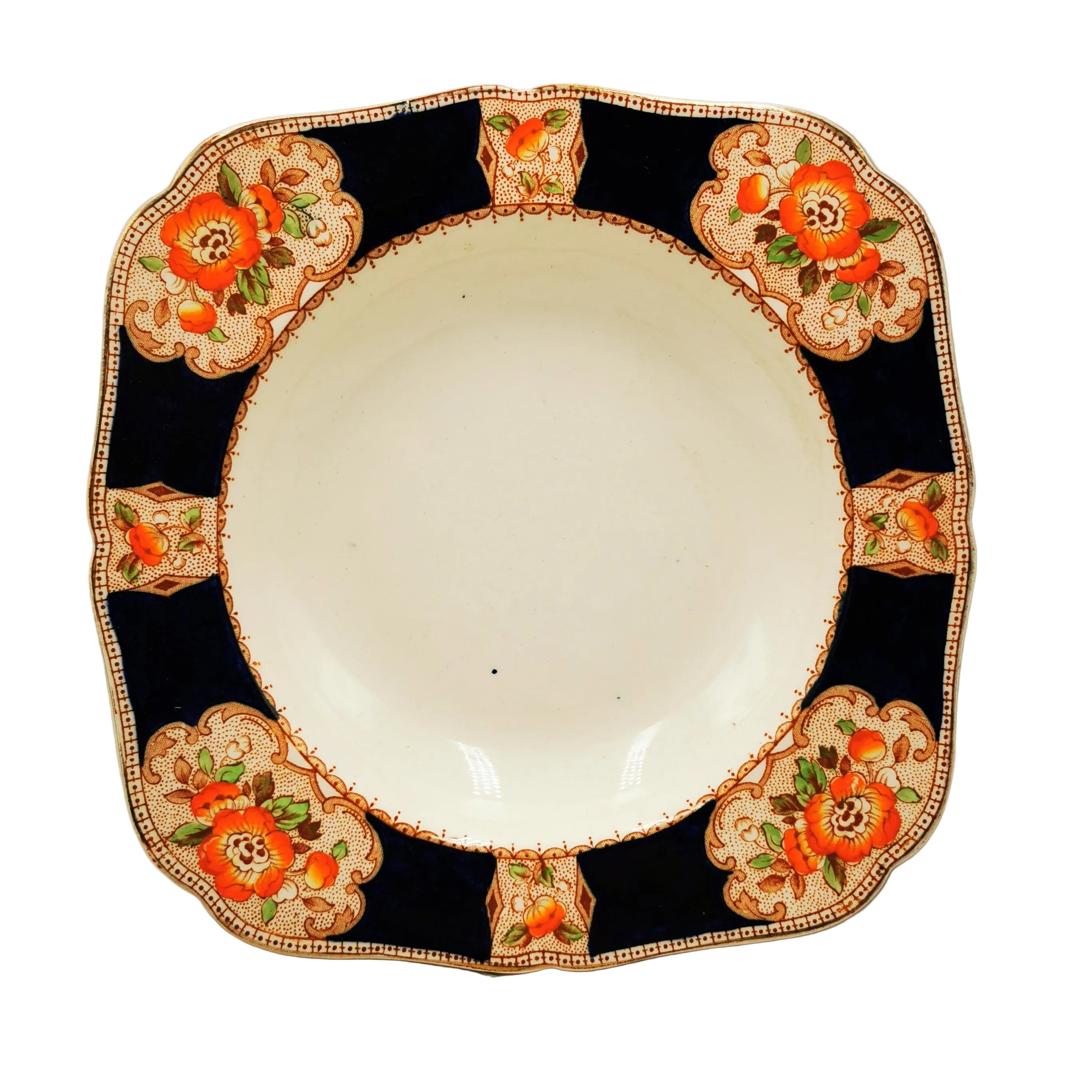 Hollinshead & Kirkham Quebec Pattern China Square Soup Bowl – Vintage ...