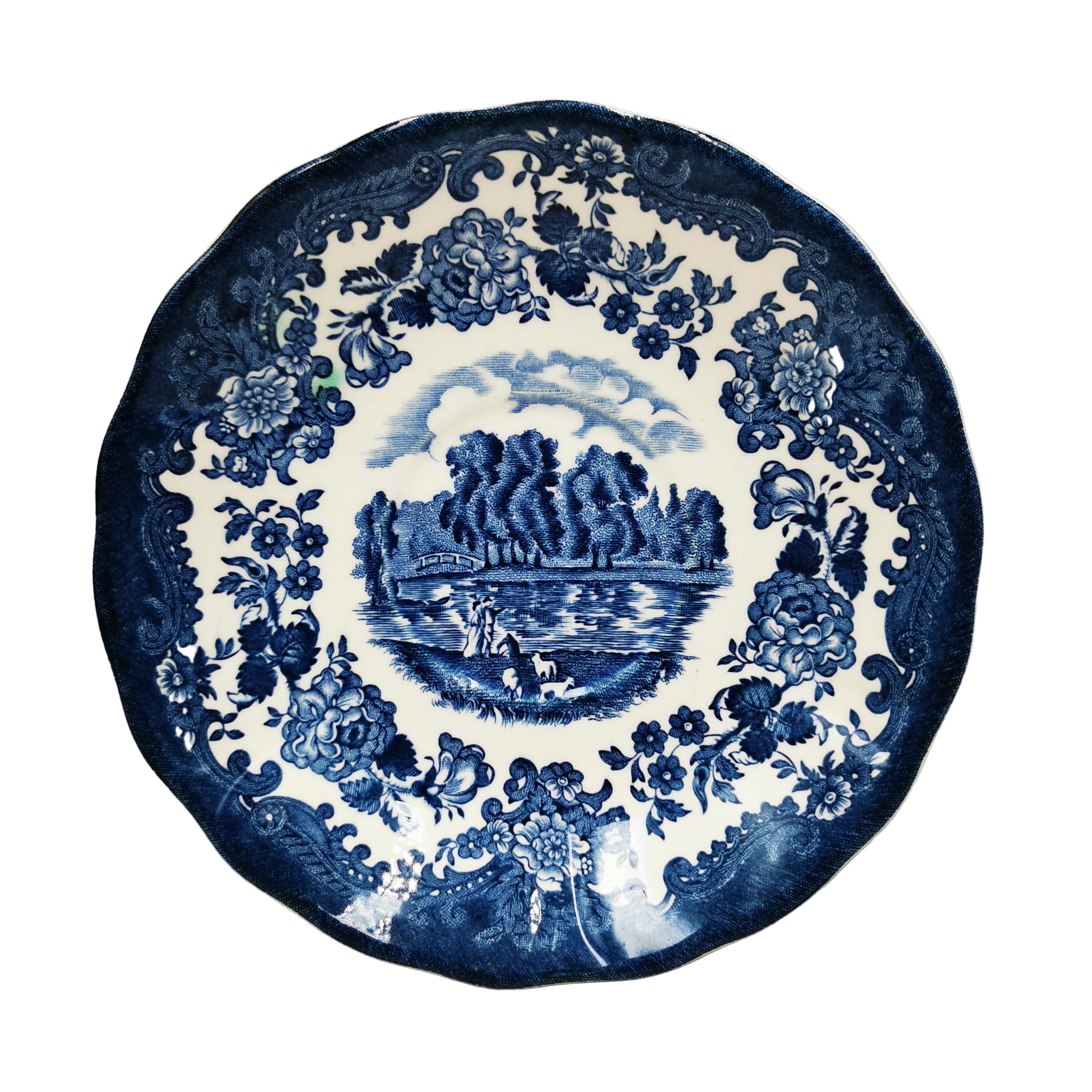 Royal Worcester Palissy Blue and White China Avon Scenes Breakfast Sau ...