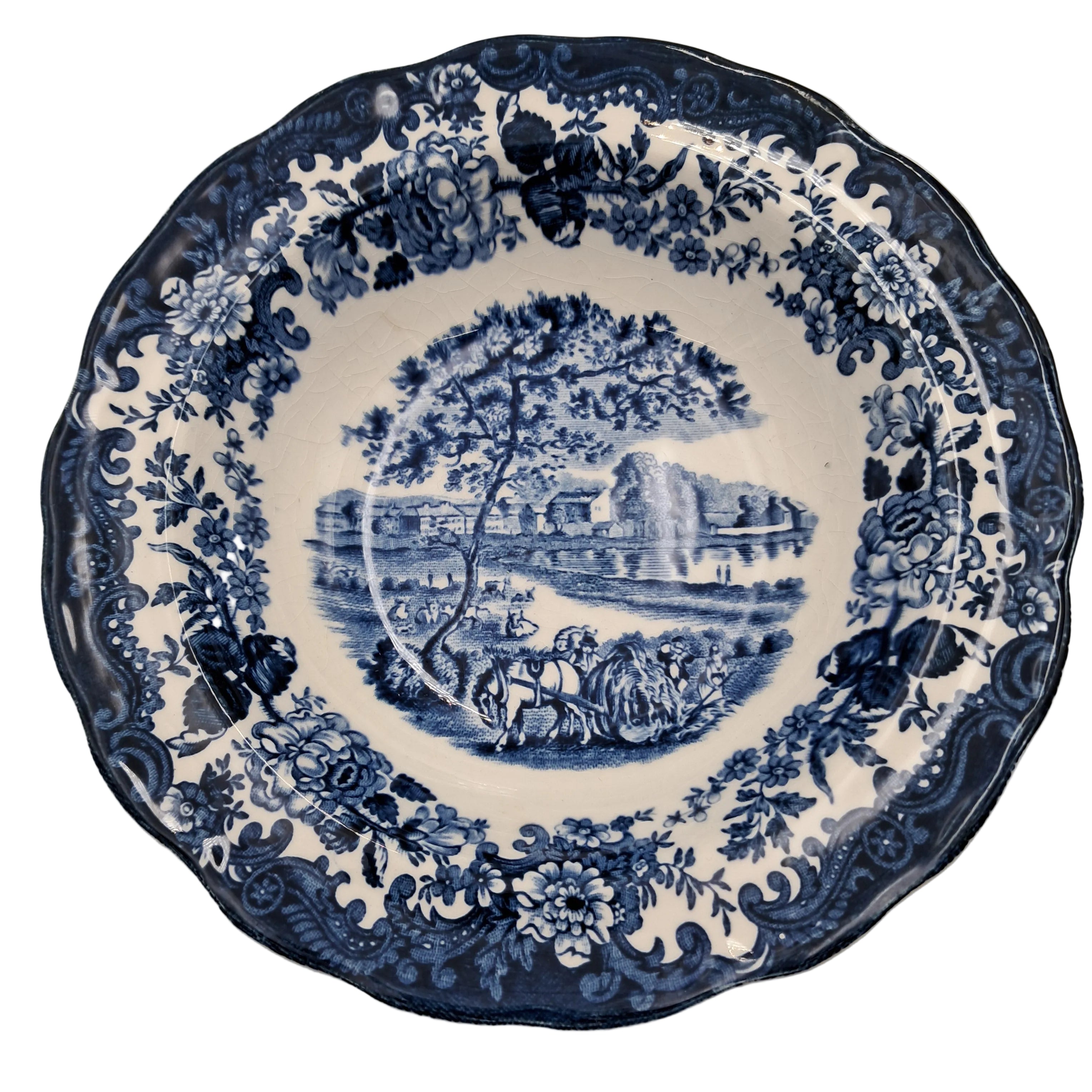 Royal Worcester Palissy Blue and White China Avon Scenes Cereal Bowl ...