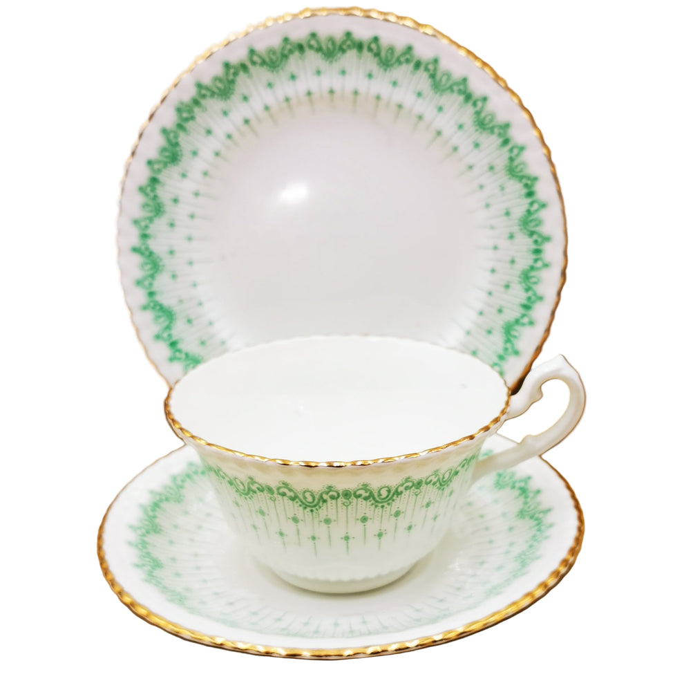 Samuel Radford 943 Green and White China Teacup Saucer and Side Plate ...