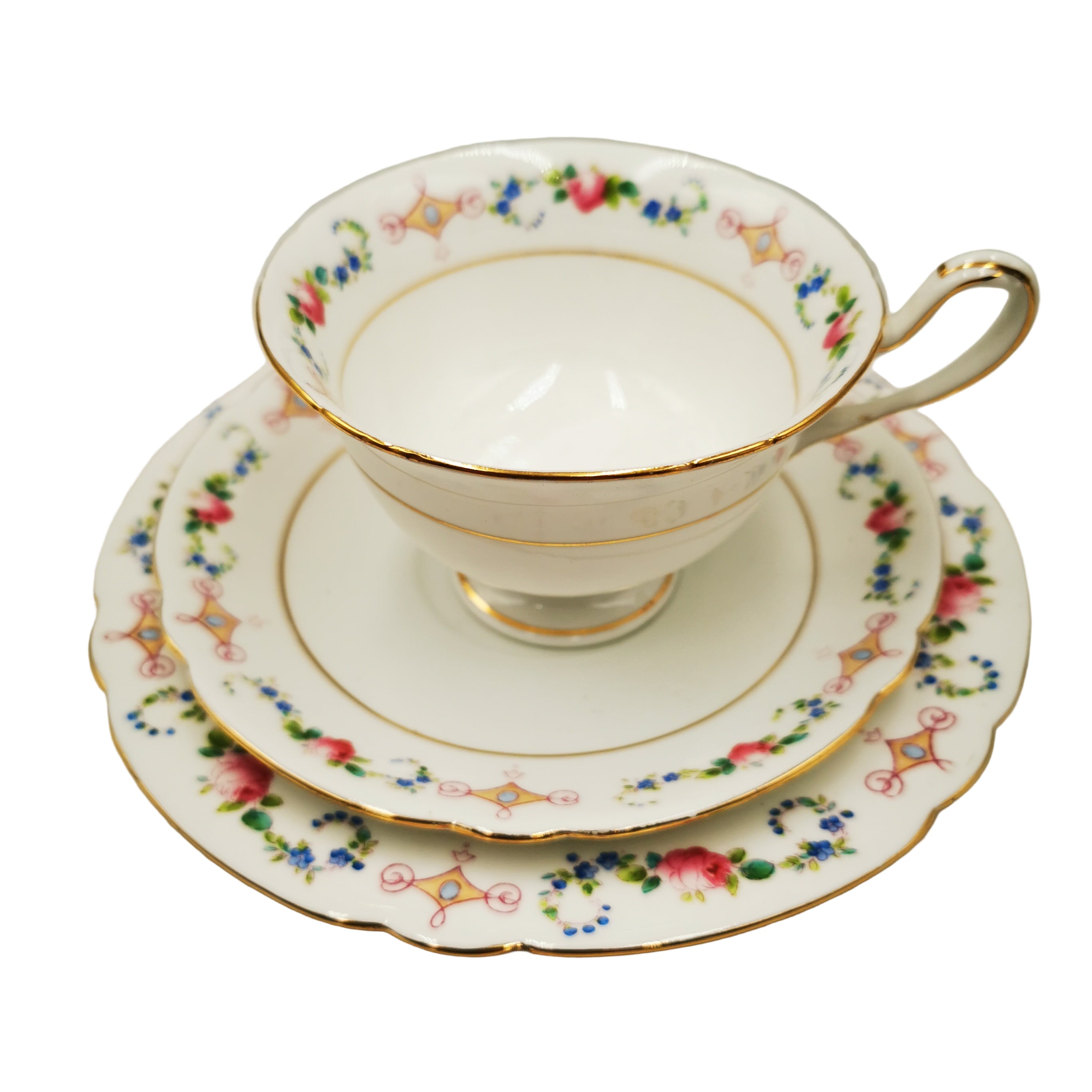 Shelley Porcelain China 8912 Rose Garland Teacup Trio – Vintage ...