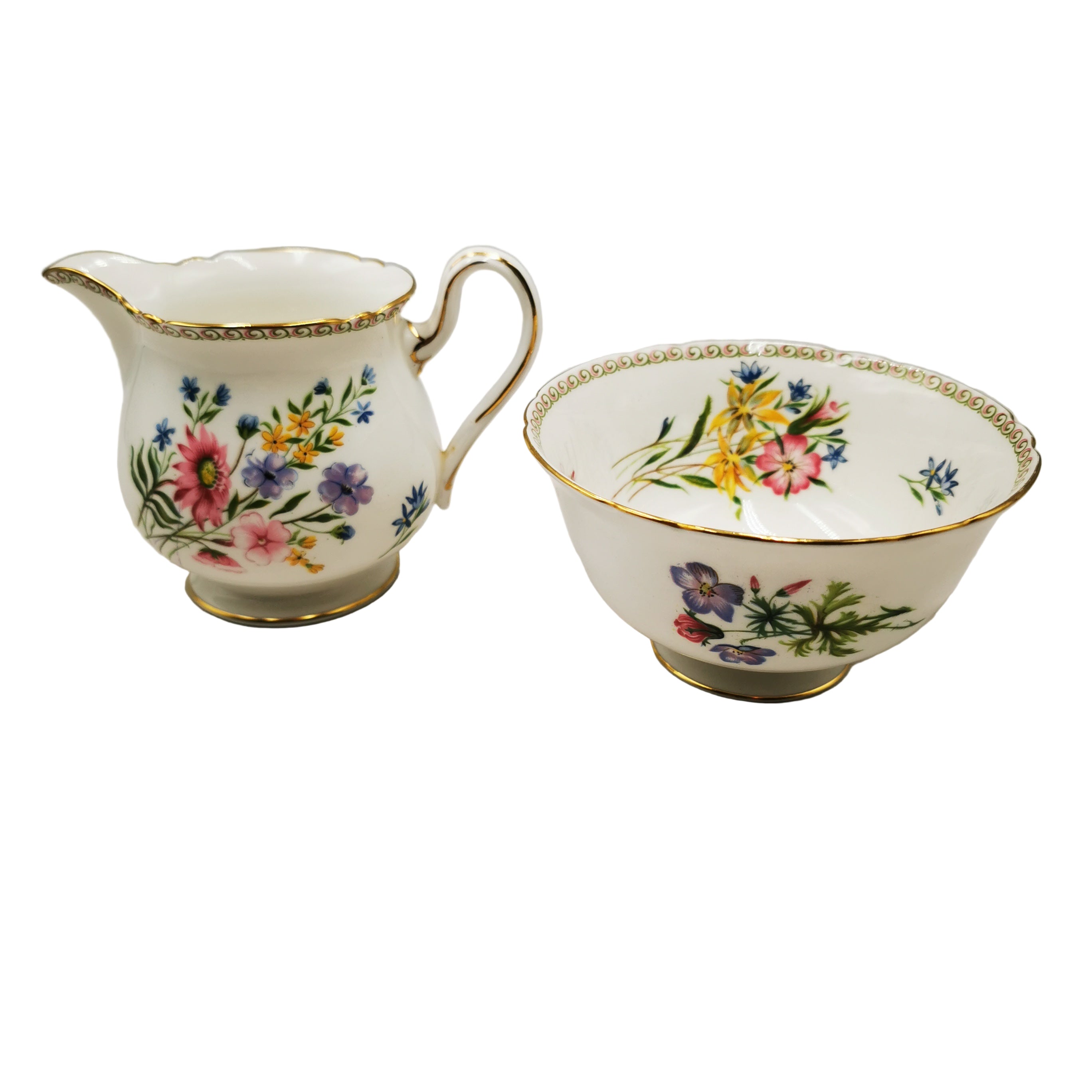 Shelley Wild Flowers 13686 Floral China Milk Jug and Sugar Bowl ...