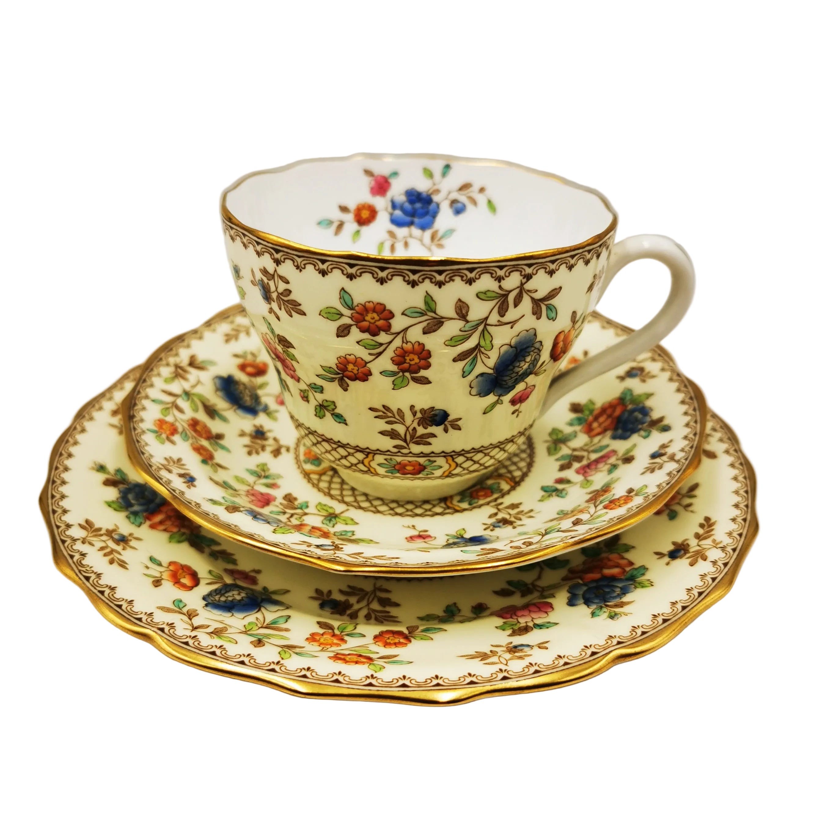 Spode Audley Y6377 China Teacup Saucer and Side Plate Trio – Vintage ...