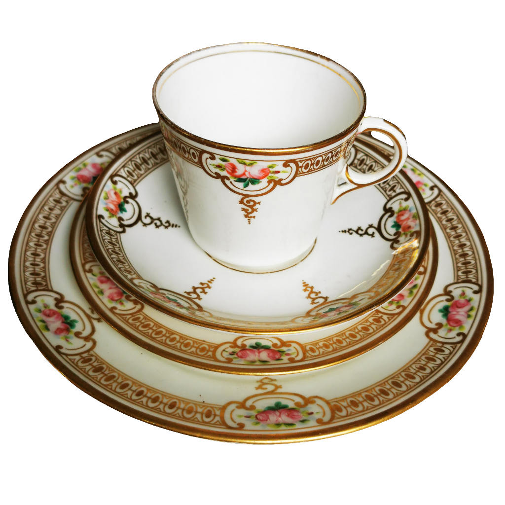 Antique Rose Bud Floral Porcelain and Gilt China Hand Decorated Teacup ...