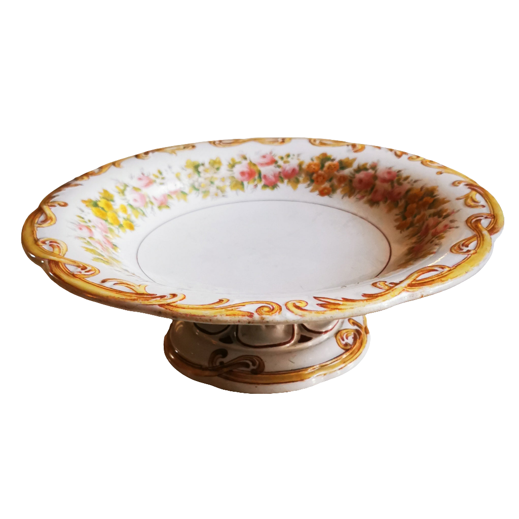 Low Pedestal Antique Floral Pattern 6793 Ironstone China Fruit Stand ...