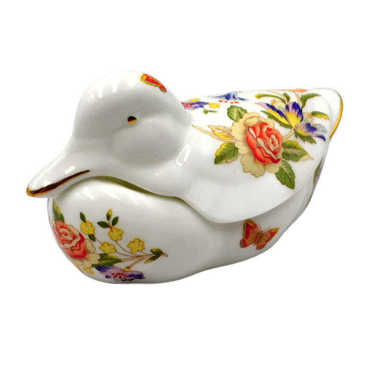 Aynsley China Cottage Garden Lidded Duck Trinket Box – Vintage ...
