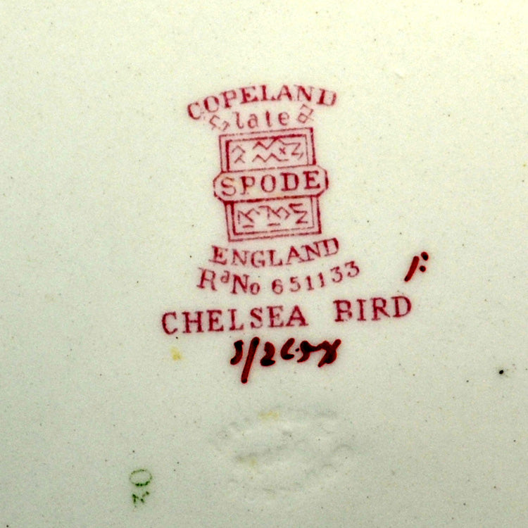 Copeland Spode Chelsea Bird Red and White China Dinner Plate Rd No 651 ...