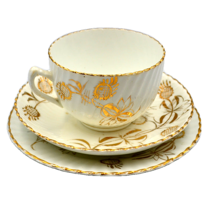 Antique Bone China 986 Design Hand Decorated Teacup Saucer and Side Pl ...