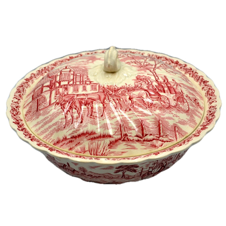 Myott Royal Mail Ironstone Red and White China Large Lidded Tureen ...