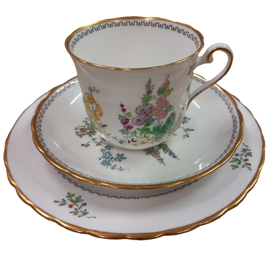 Plant Tuscan China Holly Hock Pattern 9657 Trio of Cup, Saucer and Sid ...