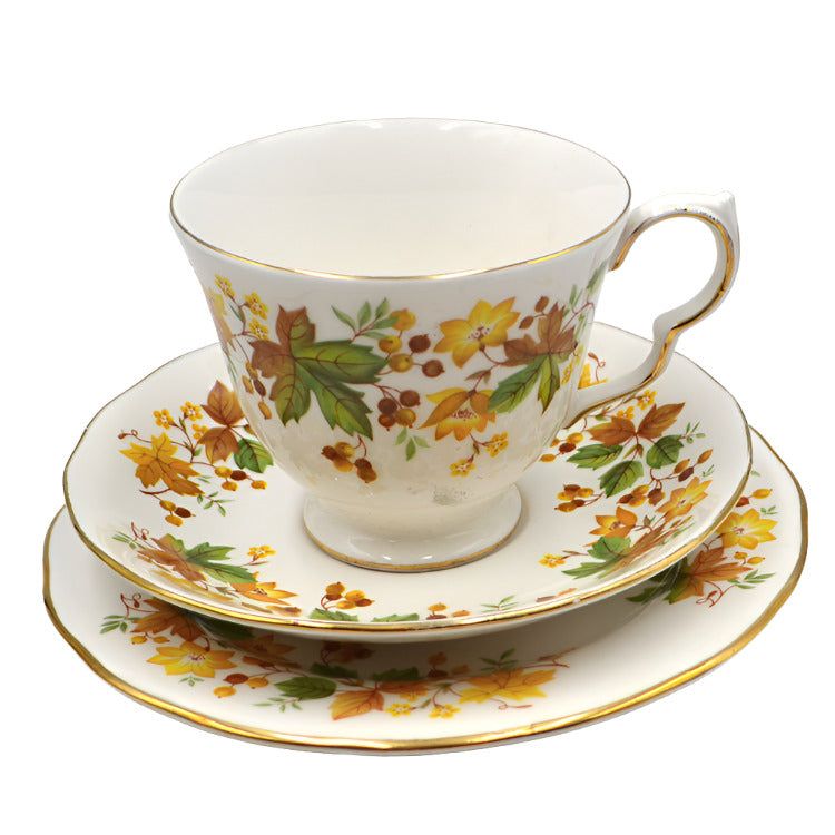 Queen Anne Autumn Leaves China Teacup Saucer and Side Plate 8606 ...