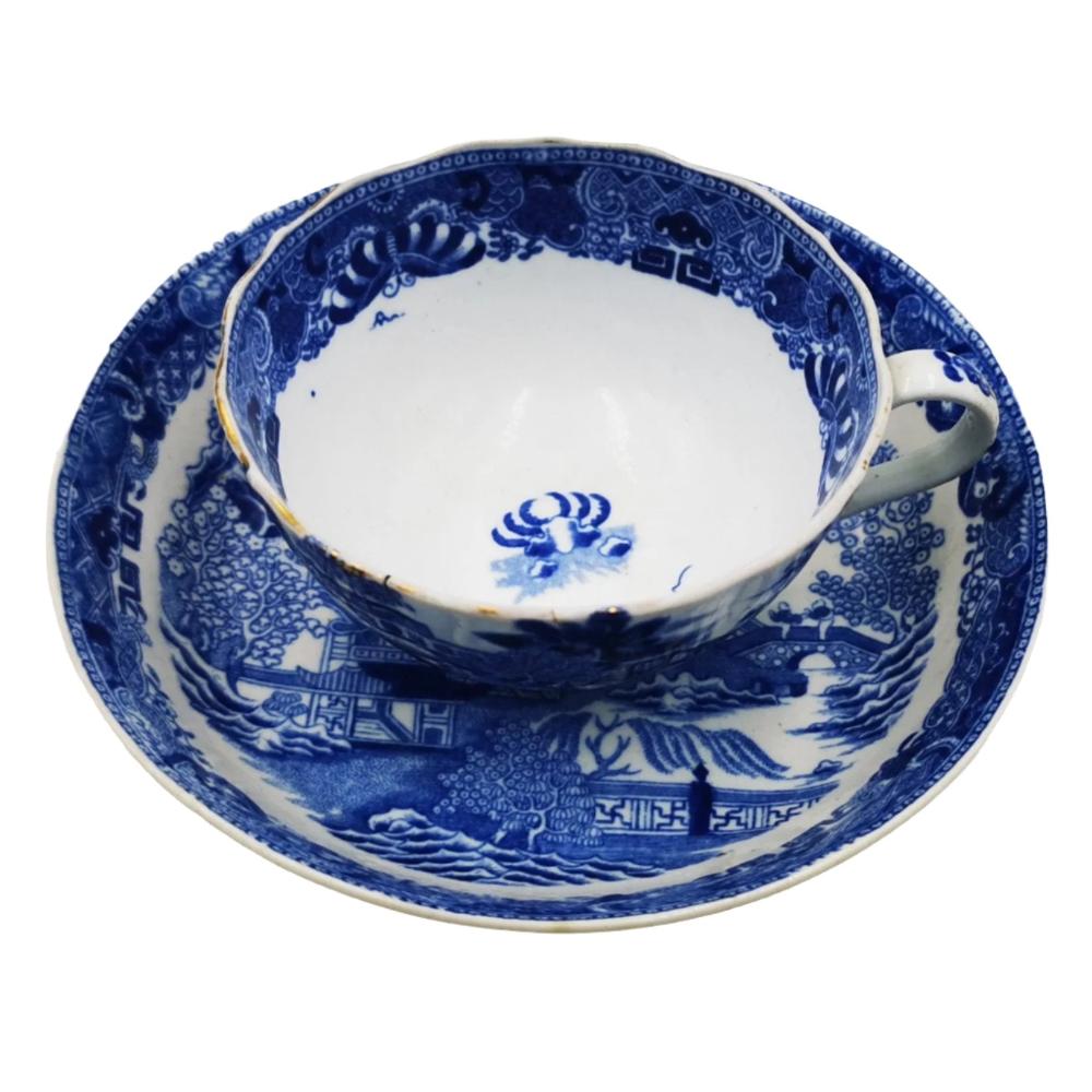 Antique Spode Blue and White Porcelain China Temples Cup & Saucer ...