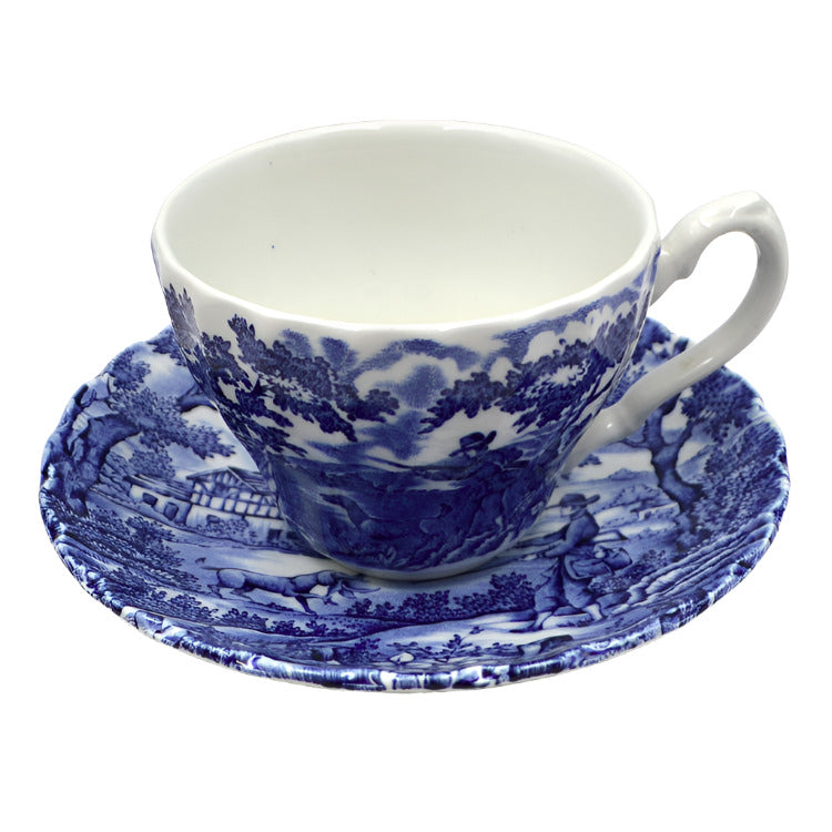 The Hunter by Myott Blue and White China Teacup & Saucer – Vintage ...