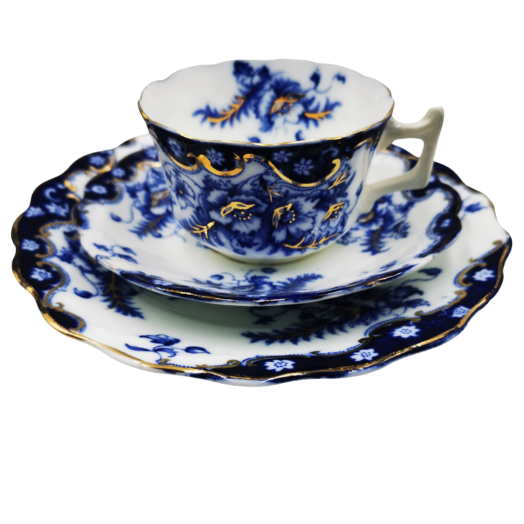 J H Cope & Co Wellington Blue and White China 4005 Teacup Saucer and S ...