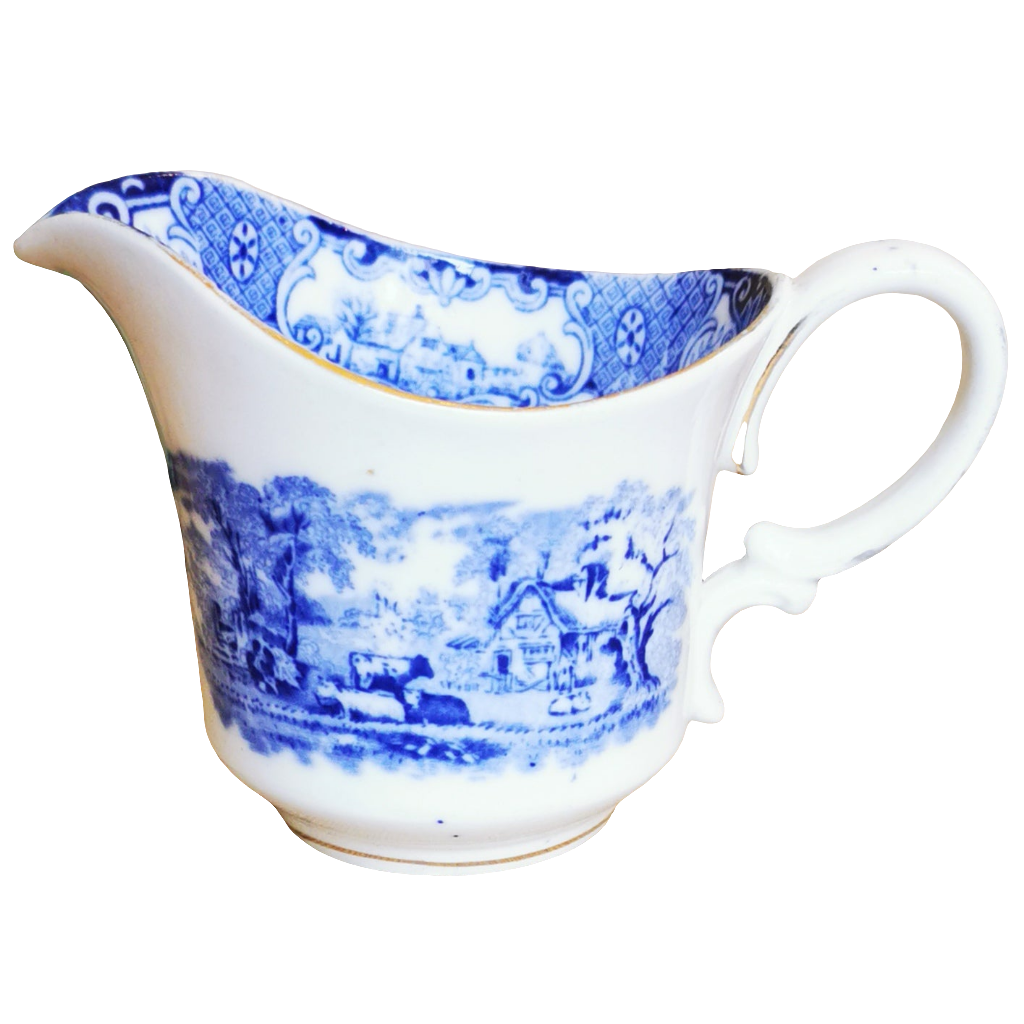 Heathcote Blue and White China Old English Scenery 4658 Small Milk Jug ...
