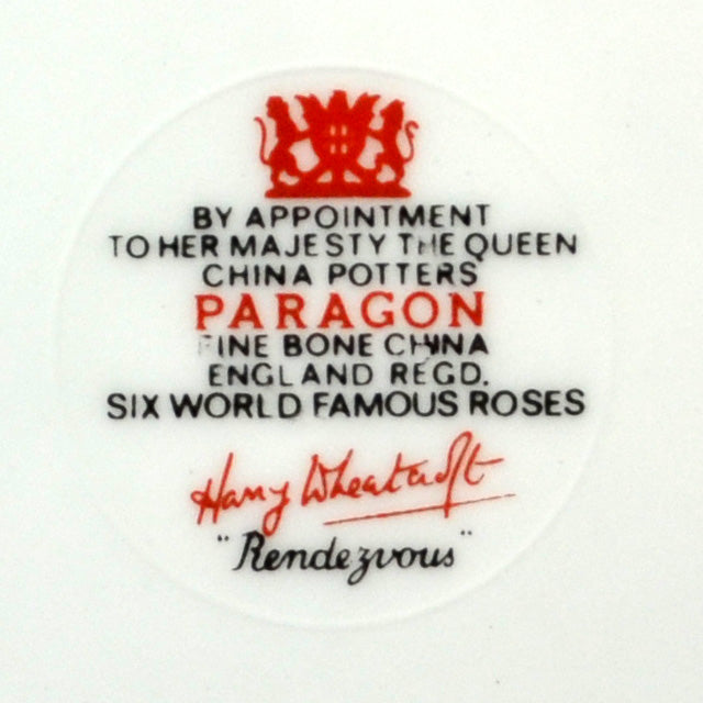 Paragon China Harry Wheatcroft Rendezvous Rose Side Plate – Vintage ...
