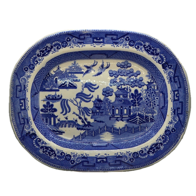 Antique Blue and White China Willow Pattern Serving Platter – Vintage ...